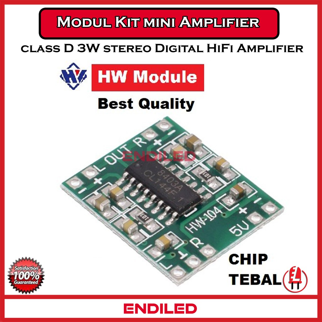 Jual Modul kit mini amplifier class D 3W stereo Digital HiFi Amplifier ...