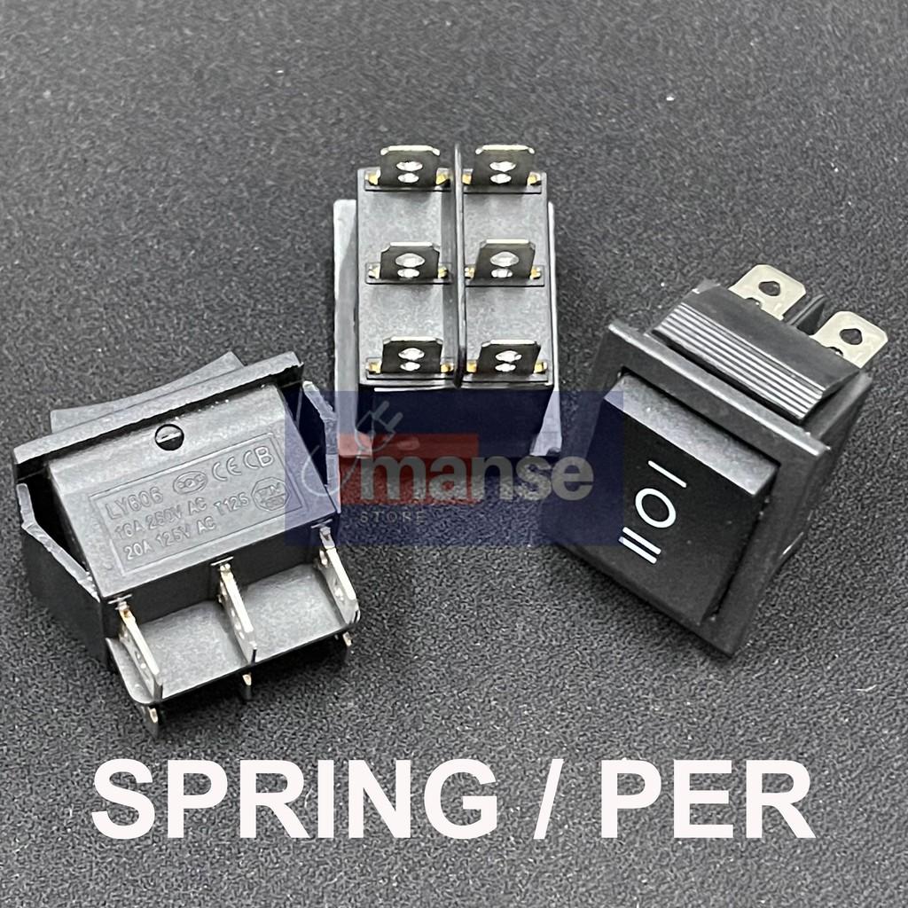 Jual Saklar 6 Kaki SPRING Hitam / Switch 6 pin + PER (Membal / Push On ...