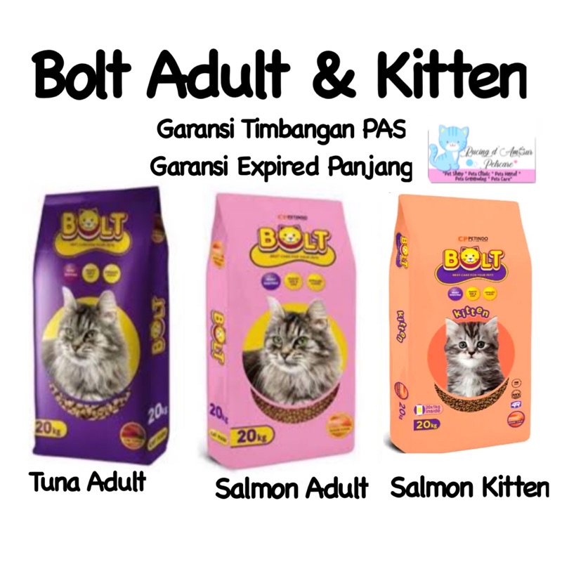 Jual 1kg Bolt adult tuna salmon dan kitten salmon makanan kucing ...