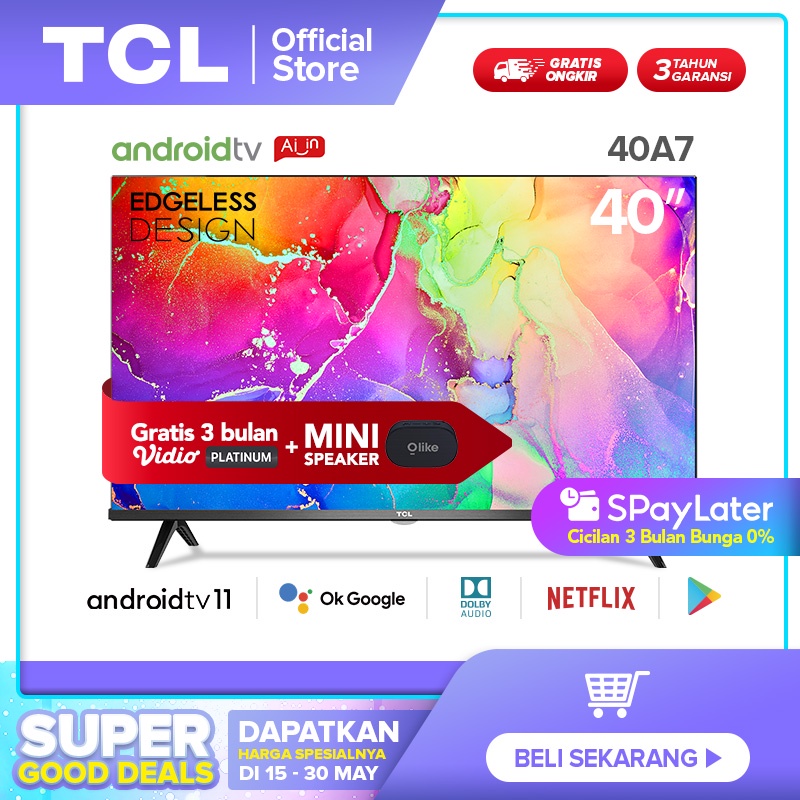 Jual TCL 40 inch Smart TV LED - Android 11.0 - FHD - WIFI/HDMI/USB Bluetooth/ Netflix - (Model ...