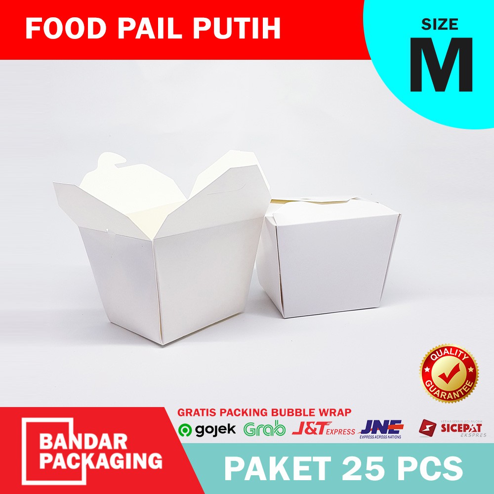 Jual Food Pail Box Putih Ukuran M 25 Pcs Kemasan Dus Rice Box | Shopee ...