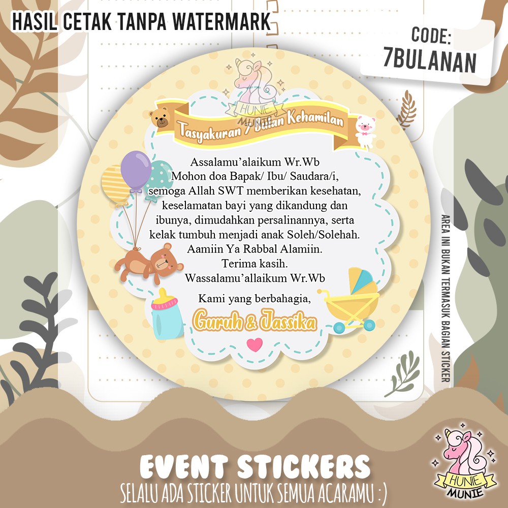 Jual Sticker Acara - Tasyakuran Kehamilan Maternity Aqiqah Rumah Tedak ...