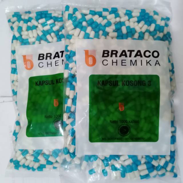 Jual Kapsul kosong no 2 dan 3 BRATACO HALAL untuk obat kimia maupun ...