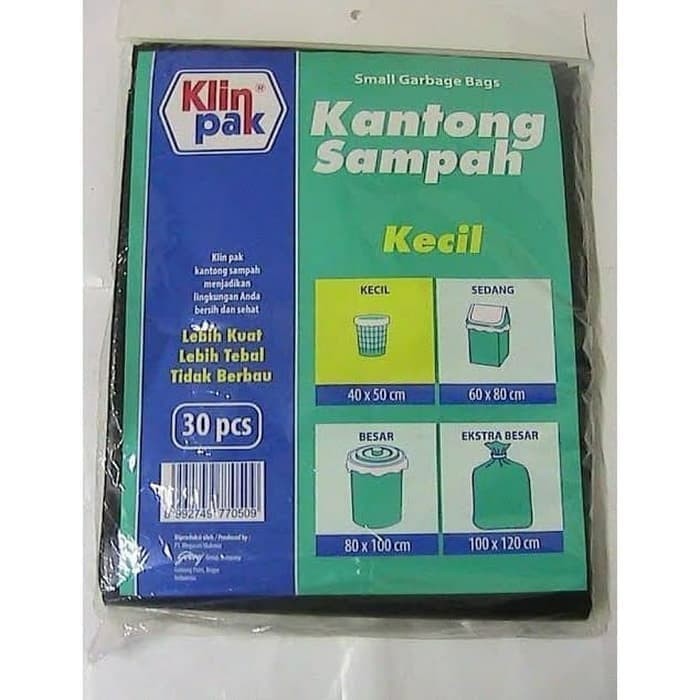 Jual Klin Pak Kantong Plastik Sampah Kecil 1 Pak Isi 30 Ukuran 40 x 50 ...