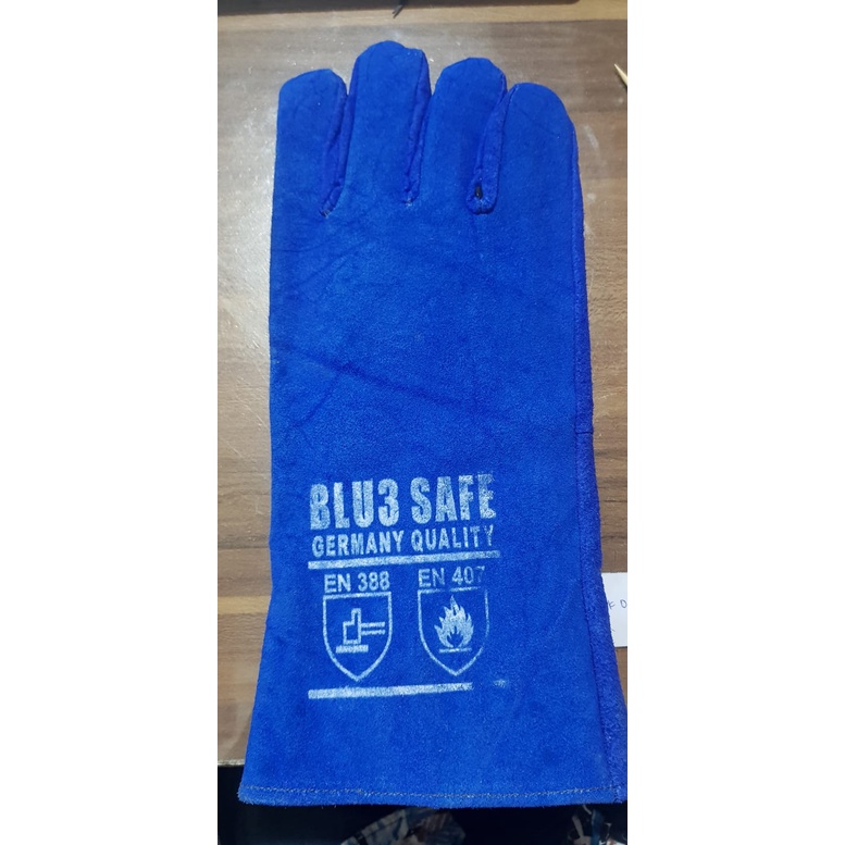Jual sarung tangan blue safe, / sarung tanga las kulit | Shopee Indonesia