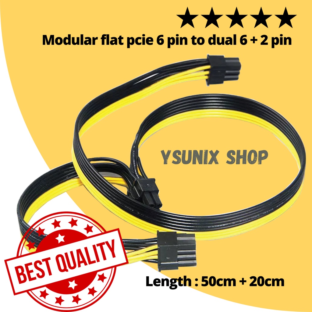 Jual KABEL MODULAR PCIE 6 PIN TO DUAL 6 + 2 PIN | Shopee Indonesia