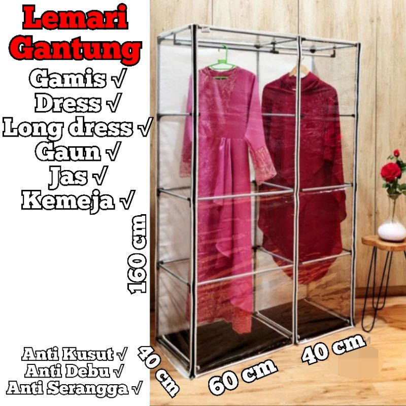Jual Lemari Gantung Gamis Jumbo Transparan Baju Pakaian Cover Penutup ...