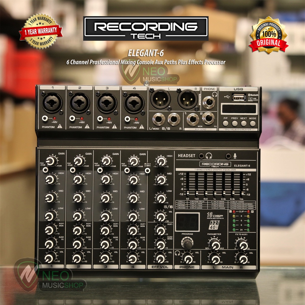 Jual Recording Tech ELEGANT-6 6 Channel Prosfessional Mixing Console ...