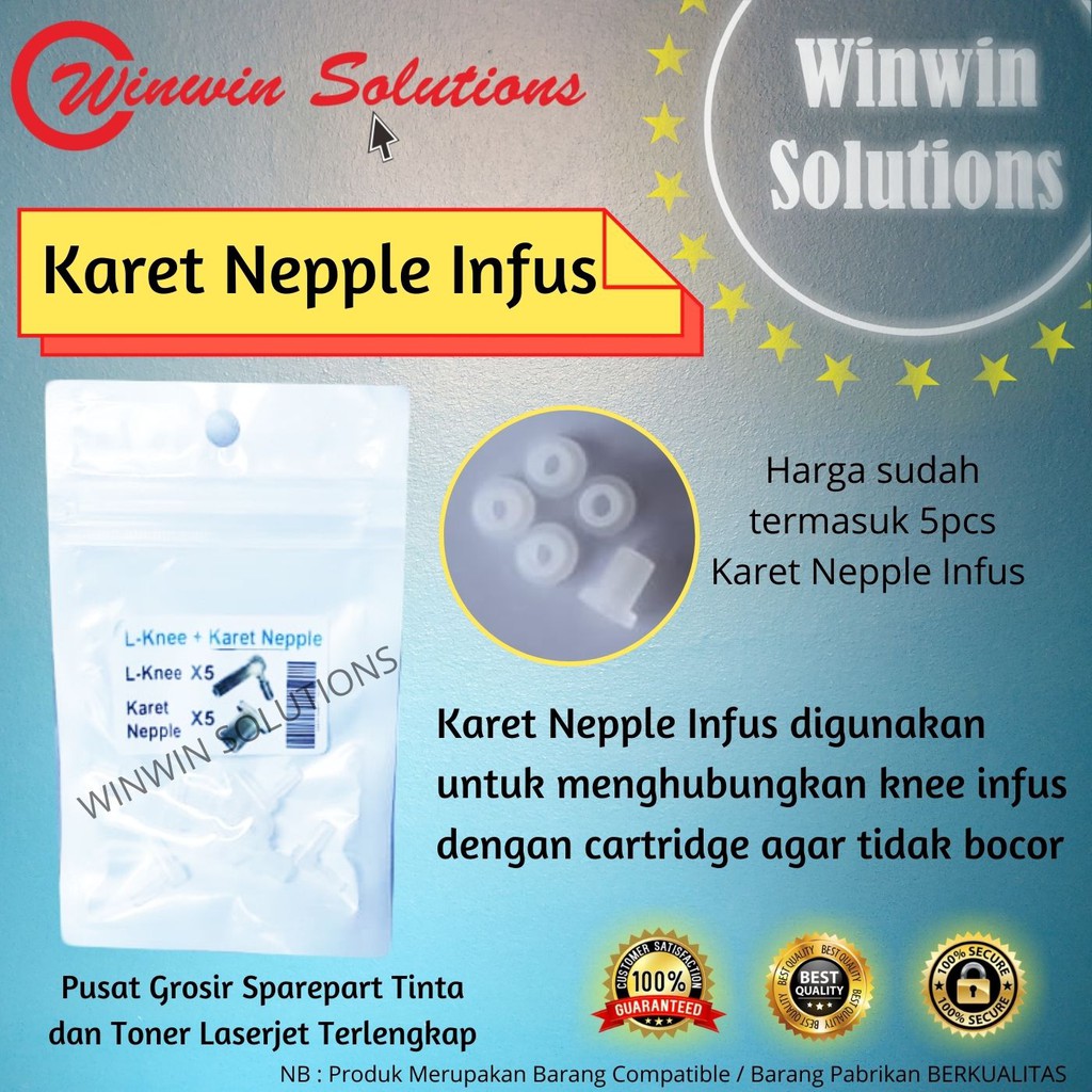 Jual KARET NEPPLE INFUS CARTRIDGE CANON DAN HP INKJET ( 5 PCS ...
