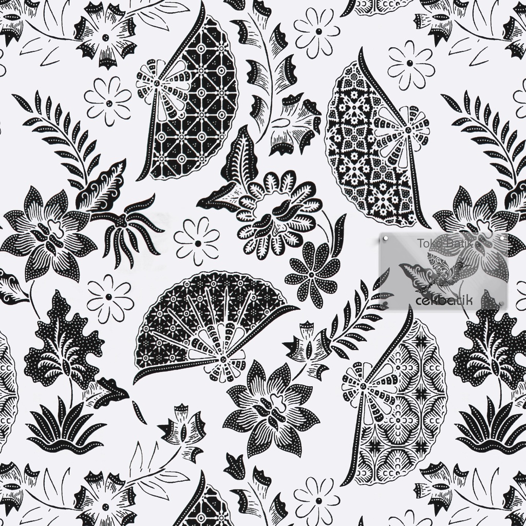 Jual kain batik - Motif Batik Klasik Hitam Putih V12 ( Hitam Putih ...