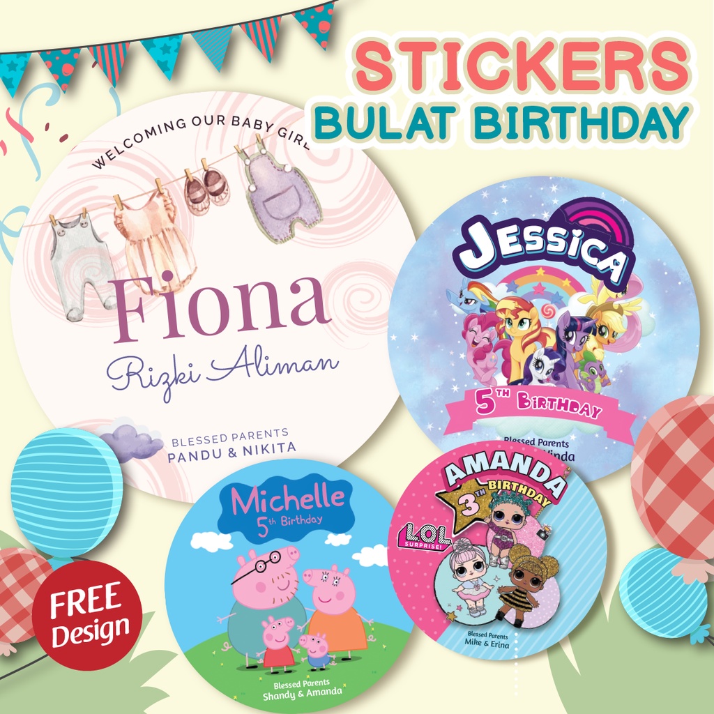 Jual [Isi 45-150] Sticker Bulat Ulang Tahun/ Sticker Birthday/ Sticker ...