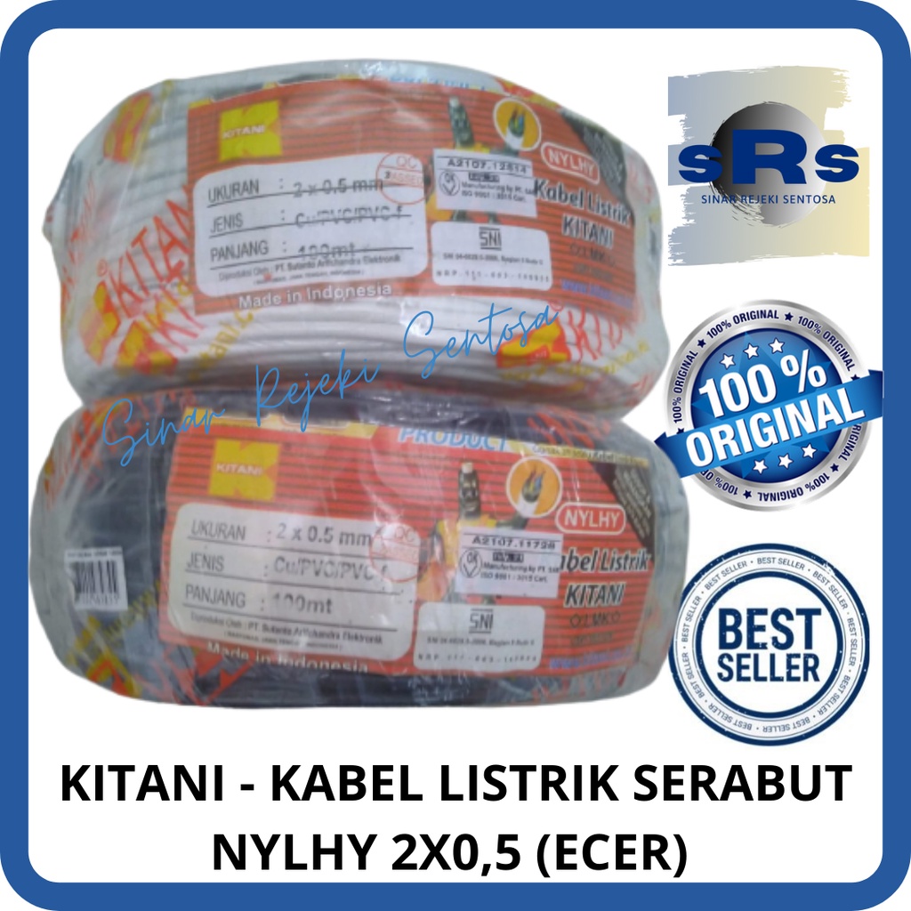 Jual KITANI - KABEL LISTRIK SERABUT NYLHY 2X0,5 ECER PER METER | Shopee ...