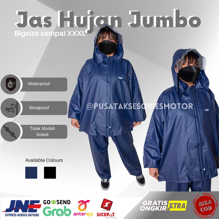 Jual Jas Hujan ASV Versi 1 Karet PVC Full Rubber Tebal Sistem Press ...