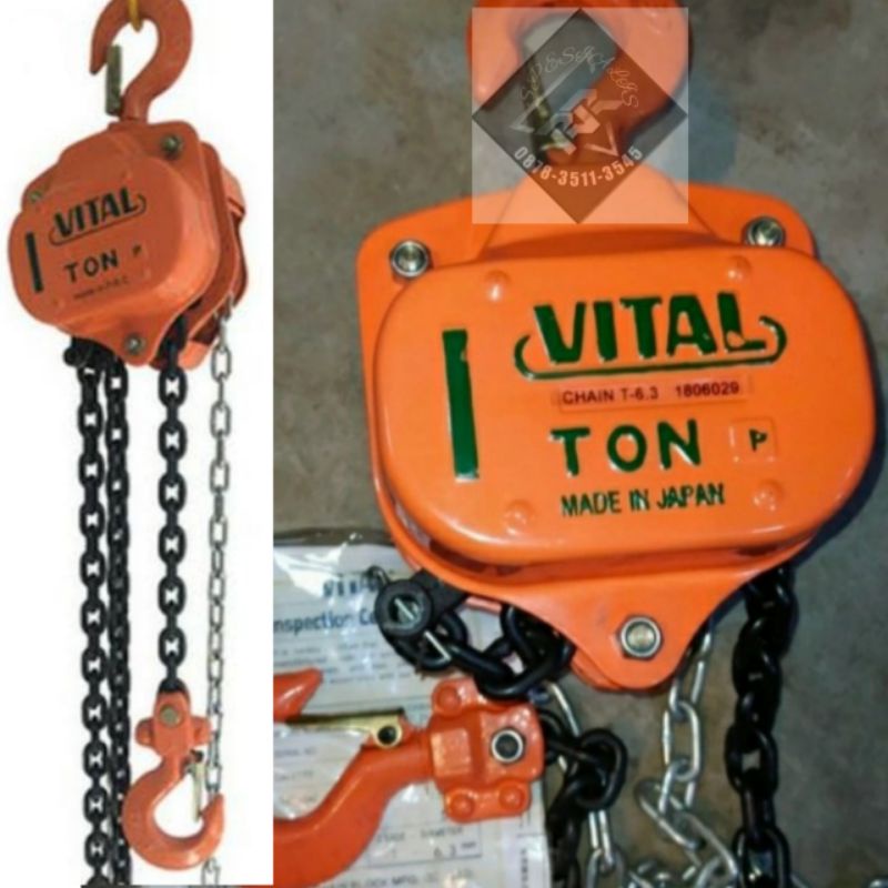 Jual chain block hoist 1 ton 7 meter vital chain hoist takel rantai ...