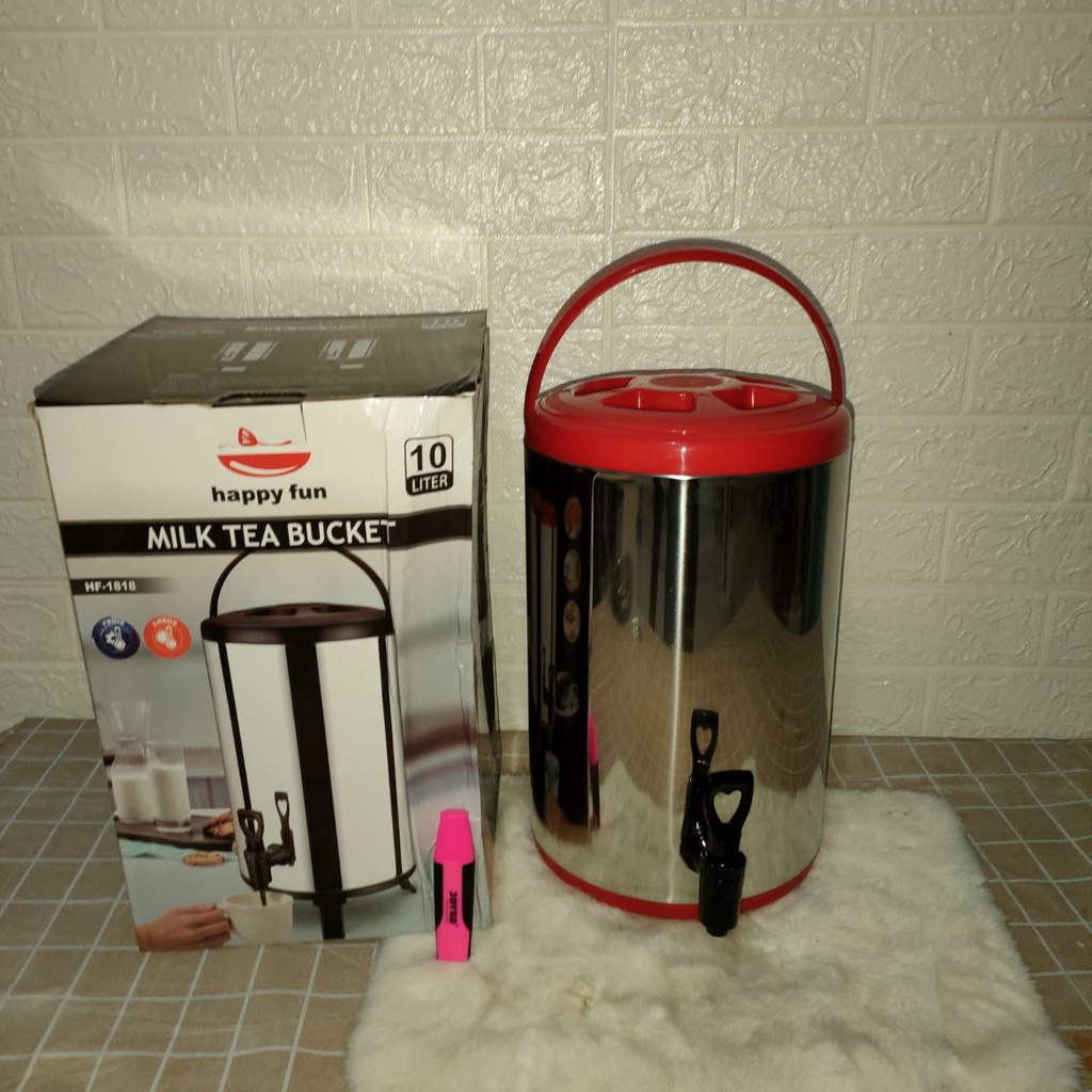 Jual water jug / Milk tea bucket Happy Fun 10L | Shopee Indonesia