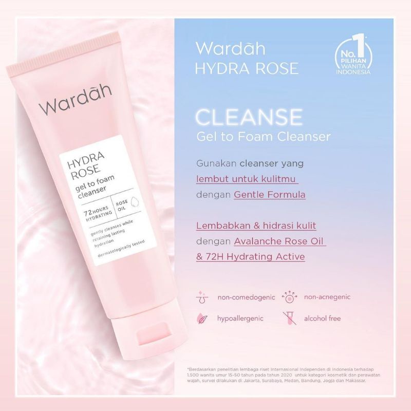 Jual Wardah Hydra Rose Gel to Foam Cleanser 100ml | Face Wash Pembersih ...
