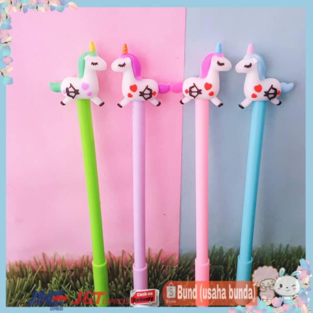 Jual BUN - POO30 PULPEN KARAKTER UNICORN PEN GEl MOTIF KUDA PONY PENA ...