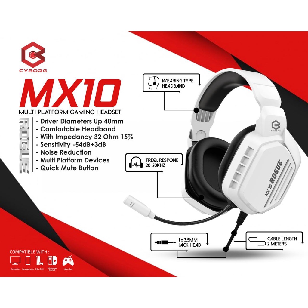 Jual Cyborg Detail Headset Gaming MX-10 Rogue | Shopee Indonesia