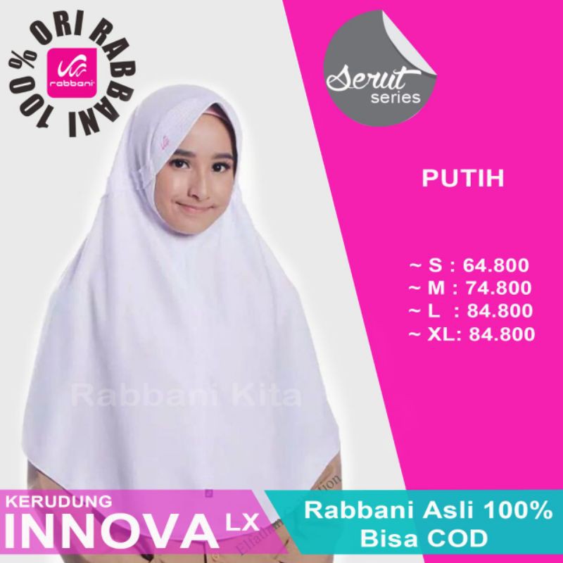 Jual Kerudung Rabbani Innova Lx ( Tali Pita Serut Tertutup/ Didalam )Hijab Instan Sekolah Best ...