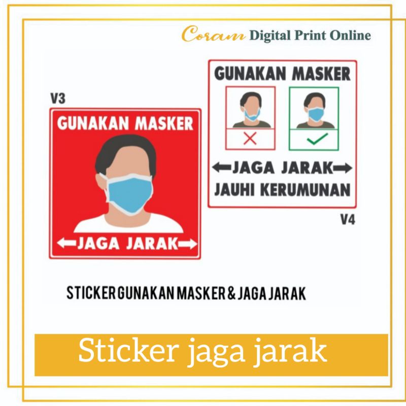 Jual Sticker jaga jarak | sticker protokol kesehatan | sticker pakai ...