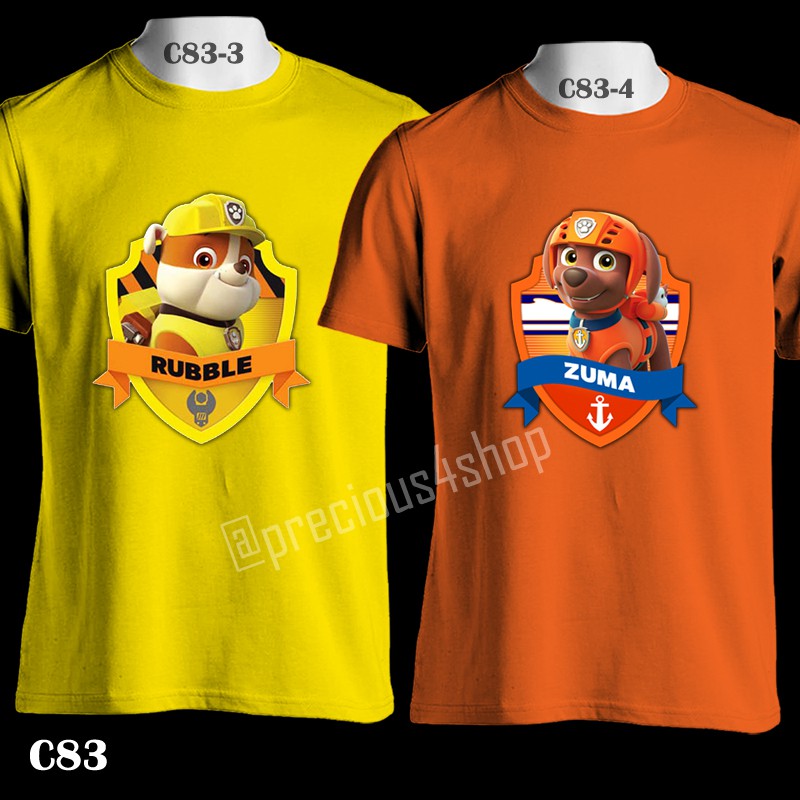 Jual PAW PATROL Rubble & Zuma Badge Rescue Dog | Kaos Couple | Family T ...
