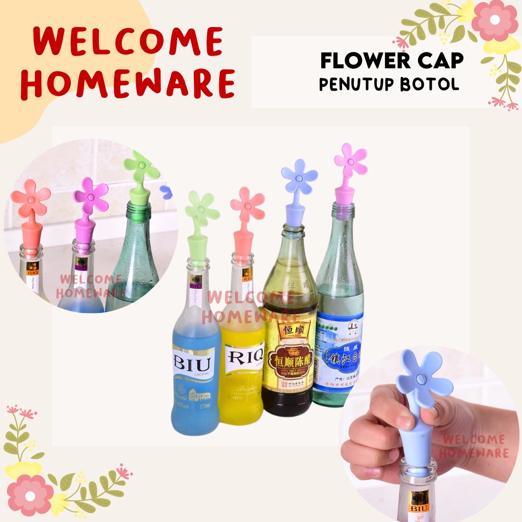 Jual Flower Cap Bottle Cover Tutup Penutup Botol Motif Bunga Silikon ...