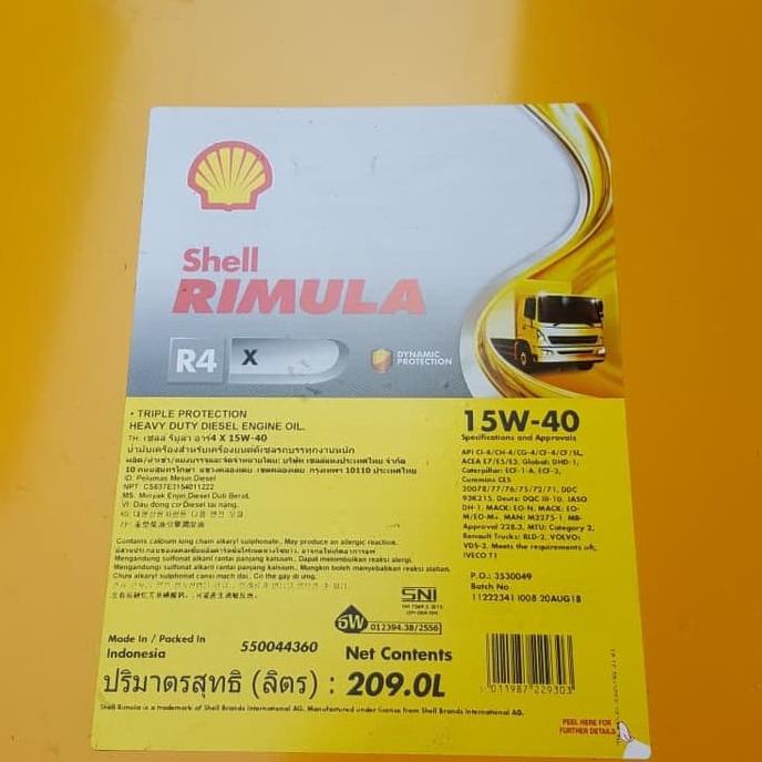 Jual Eceran Oli Mesin Diesel Sae 15W/40 15W-40 Api Ci-4 Shell Rimula ...