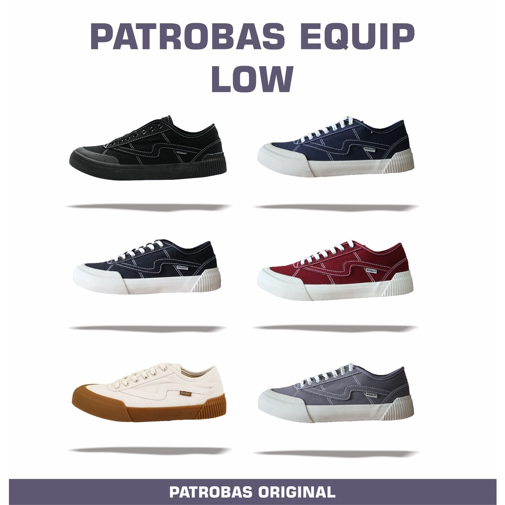 Jual Patrobas New Equip Low Sepatu Original black white all black navy ...