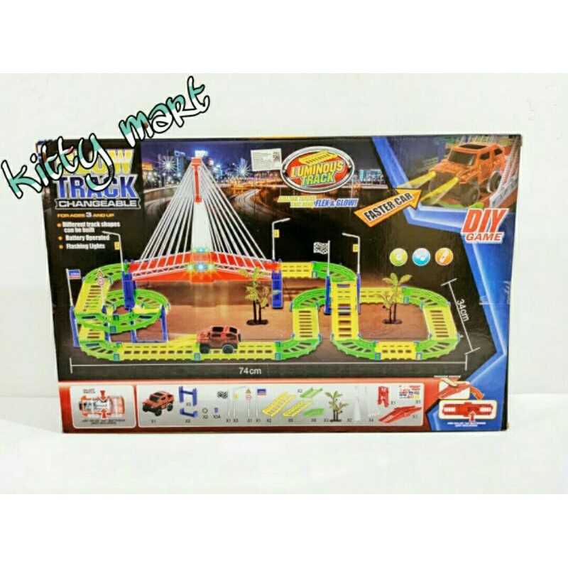 Jual MAINAN TRACK MOBIL GLOW IN THE DARK DIY GAME 82 PCS | Shopee Indonesia