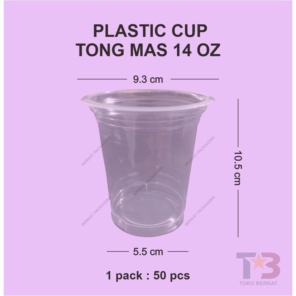 Jual Cup Plastik 14 oz Merk Tong Mas isi 50 pcs / Cup Ice 420 ml ...