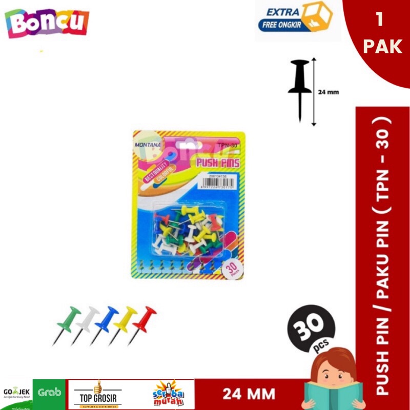 Jual Push Pin Montana / Paku Pin / paku mading alat tulis murah TPN-30 ...