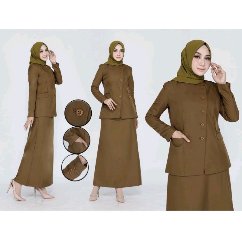 Jual Setelan Seragam Pemda Tua Rok A Seragam PDH PNS Pemda Wanita Baju Dinas PNS Pemda Khaki Tua ...