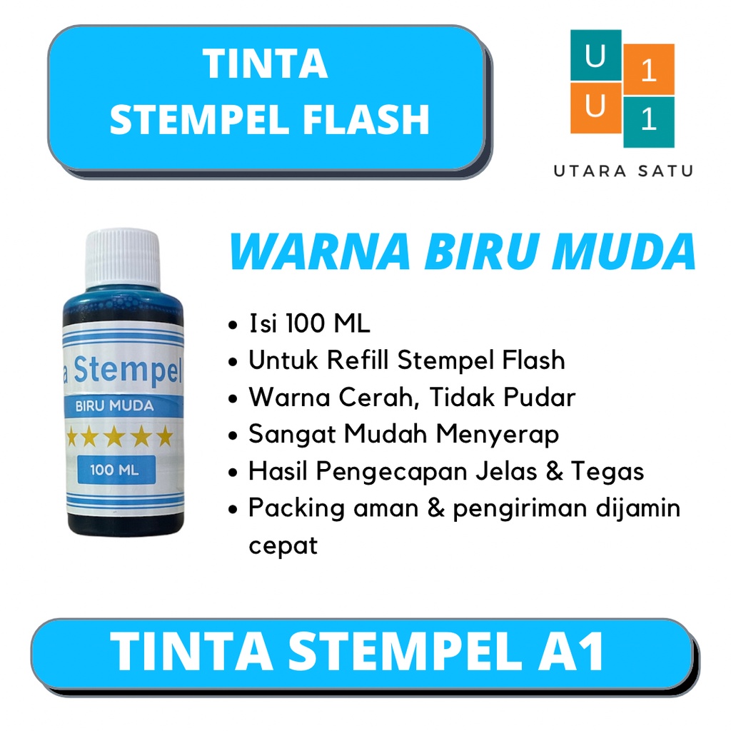 Jual Tinta Stempel Flash Warna Biru Muda 100 ML | Shopee Indonesia