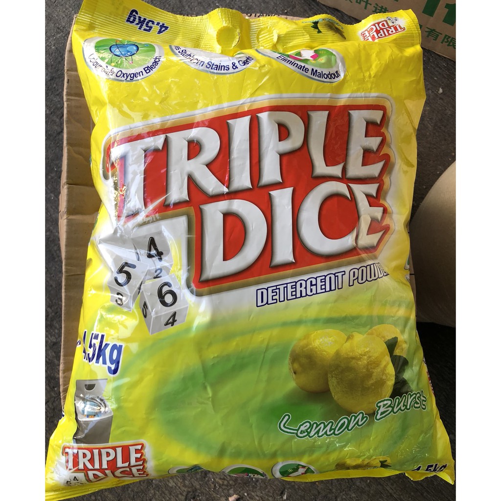Jual TRIPLE DICE DETERGENT POWDER LEMON 4.5KG | Shopee Indonesia