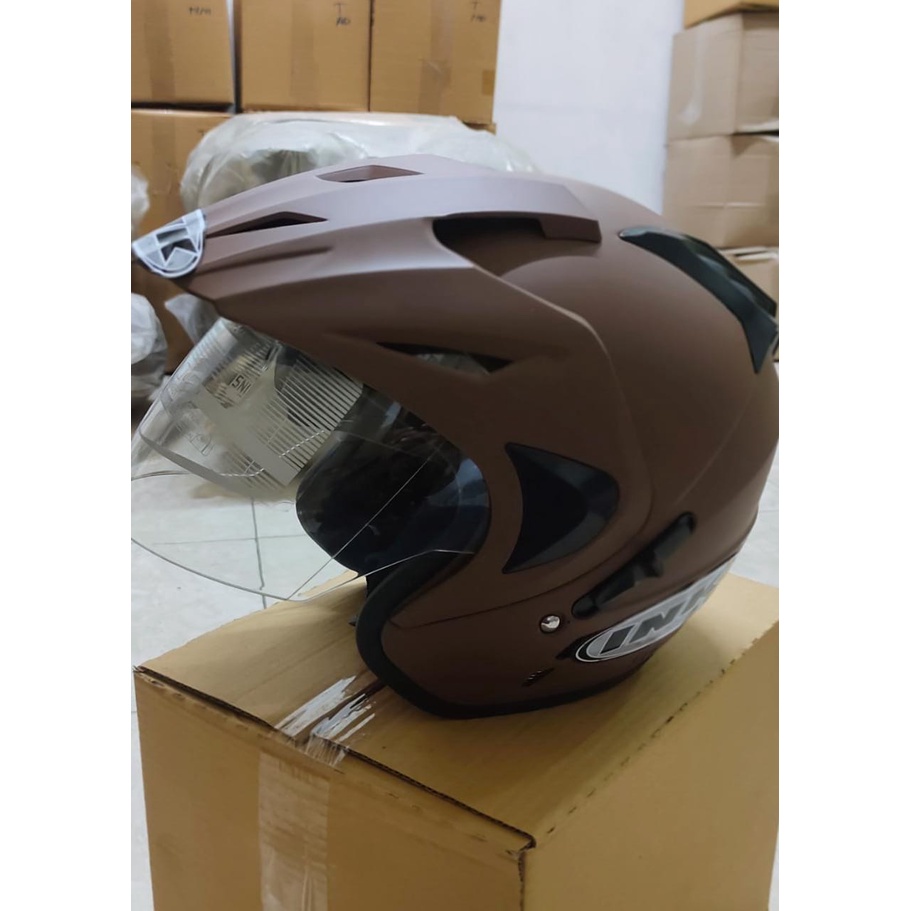Jual HELM BASIC INK REPLIKA TYPE T1 WARNA COKLAT DOF DOUBLE VISOR GOOD ...