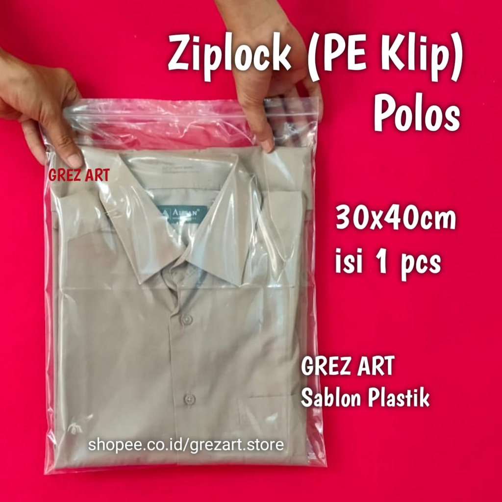 Jual Plastik PE Klip Ziplock 30x40 (isi 1pcs), Plastik Polos Baju Kaos ...