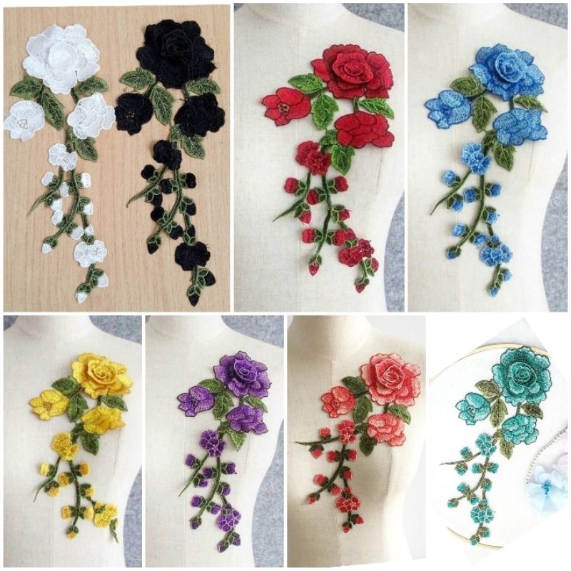 Jual Patch bunga 3d /patch bordir/renda/bordir kerah/bordir hijab ...