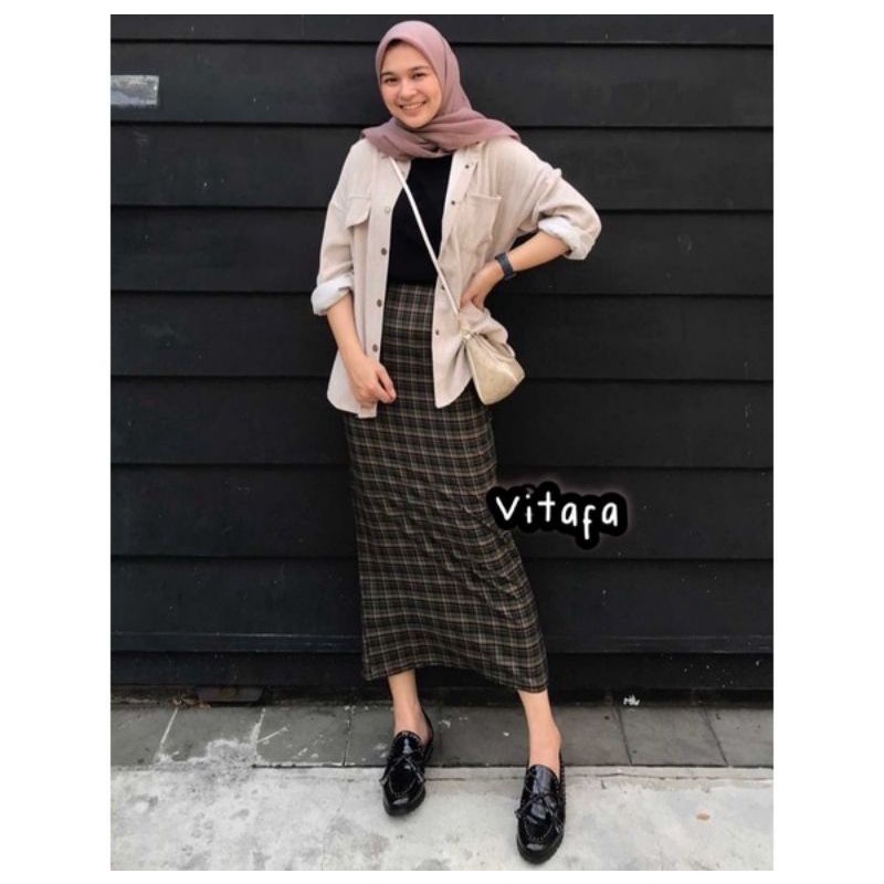 Jual Rok Span Panjang Motif Tartan/Rok Span Motif Kotak-Kotak | Shopee ...