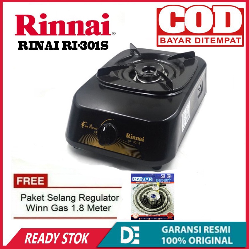 Jual Kompor Gas rinnai 1 tungku RI 301S Teflon FREE Selng Dan Regulator ...
