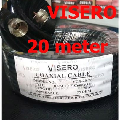 Jual Kabel antena 20m 2F - Parabola Kabel Coaxial RG6 Visero 20meter 75ohm | Shopee Indonesia