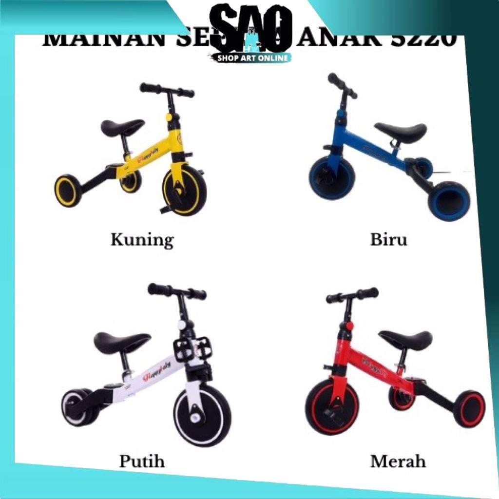 Jual SAO - 5220 Sepeda Anak 3 Roda 2in1 / Mainan Sepeda Keseimbangan ...