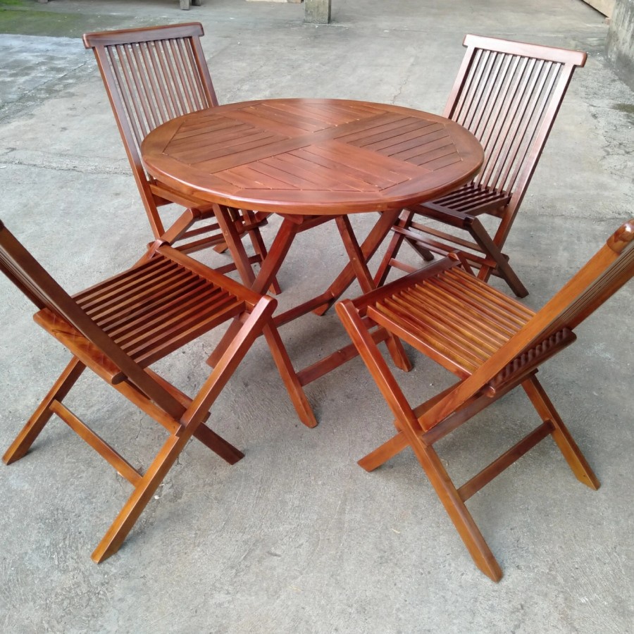 Jual Meja Bulat Garden Kayu Jati Meja Makan Cafe Resto Lipat | Shopee ...