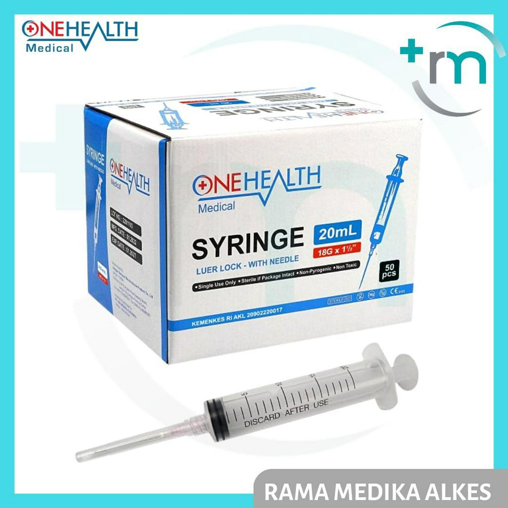 Jual ONEHEALTH Syringe Spet Spuit 20cc LUER LOCK | per PCS | Shopee Indonesia