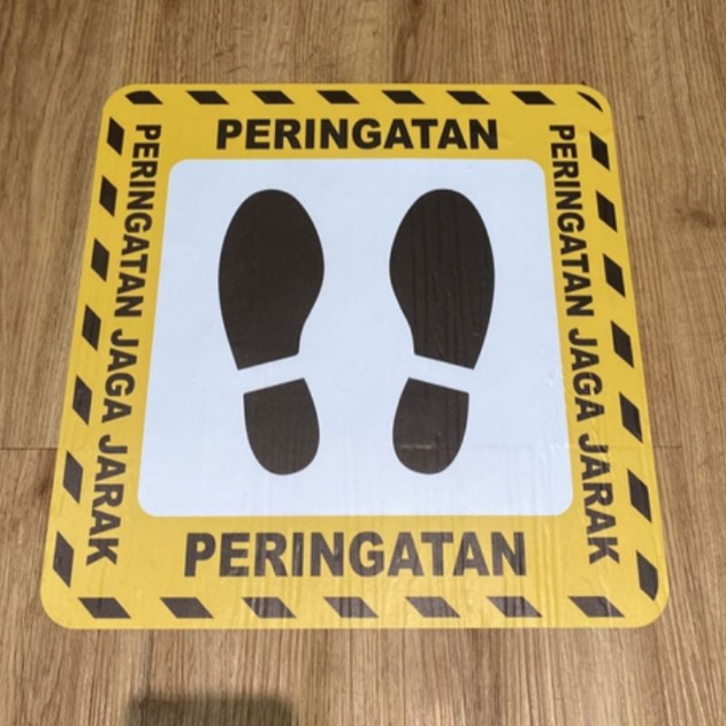 Jual stiker sign social disctancing peringatan jaga jarak 15x15cm lift ...