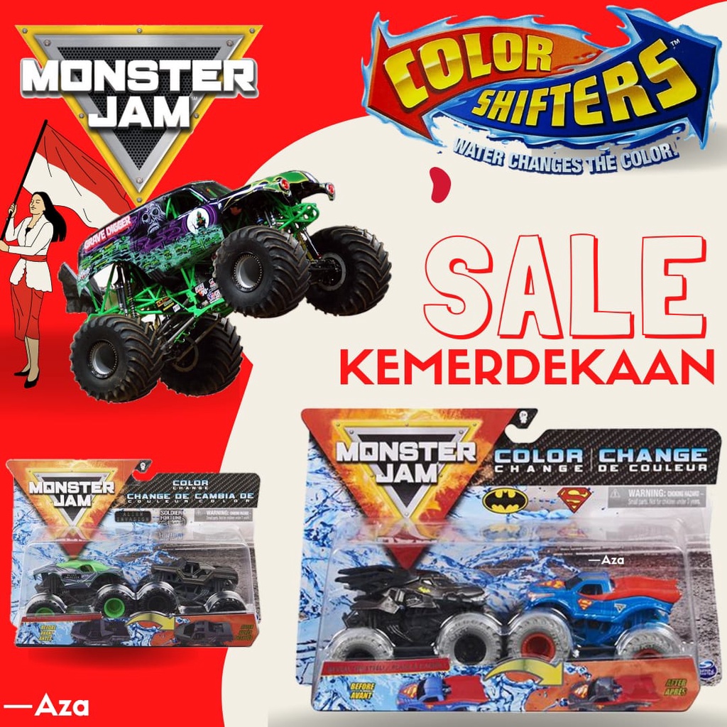 Jual Monster Jam double 64 colour Color Change Batman Superman Earth ...