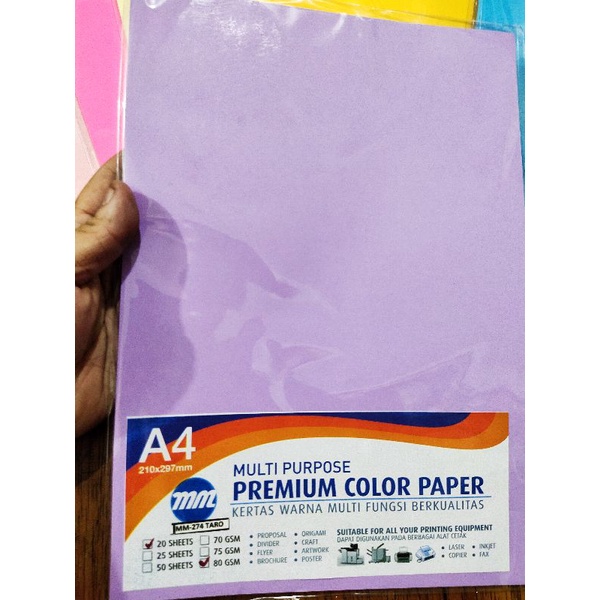 Jual Kertas Warna A4 / PaperFine 80GSM (1 pack isi 20 lembar) | Shopee ...
