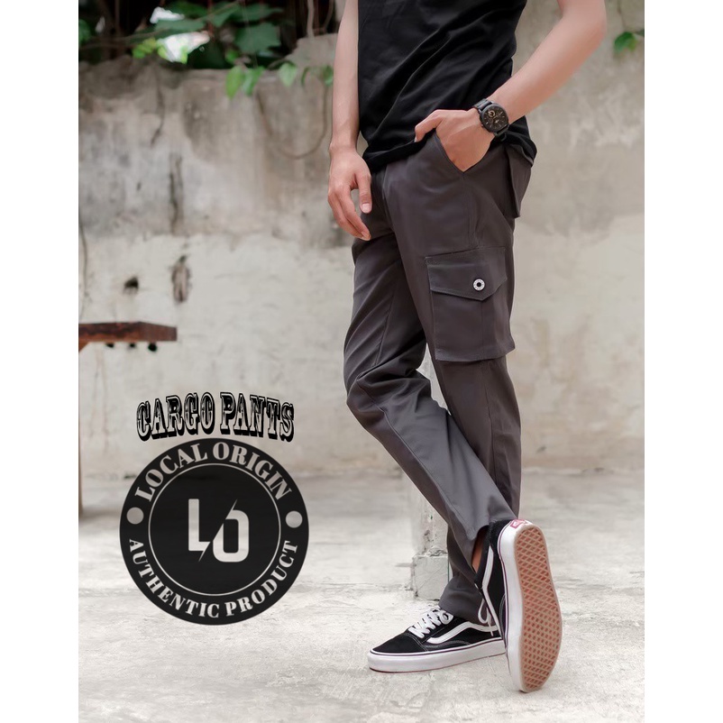 Jual CELANA CARGO PANJANG PRIA SLIMFIT ABU / GREY - CARGO PANTS PREMIUM HIGH QUALITY - CELANA ...