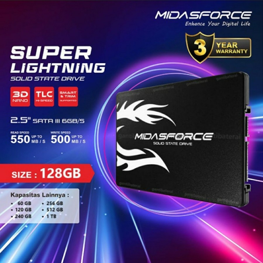 Jual SSD | SSD Midasforce 128GB Super Lightning - SATA III 6GB/S ...