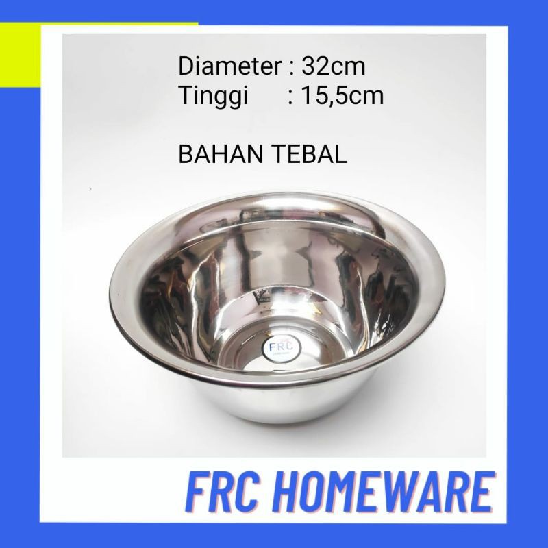 Jual baskom stainless 32 cm tinggi tebal - baskom stenlis - baskom ...