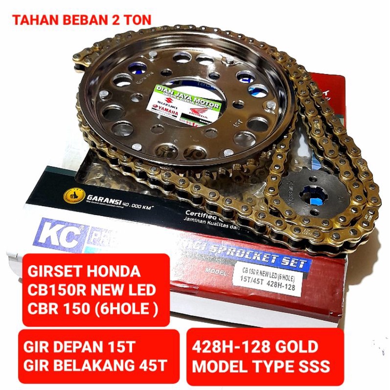 Jual KC Premier Girset Honda CB150R New led ( 6 HOLE ) 15T/45T 428H-128 ...